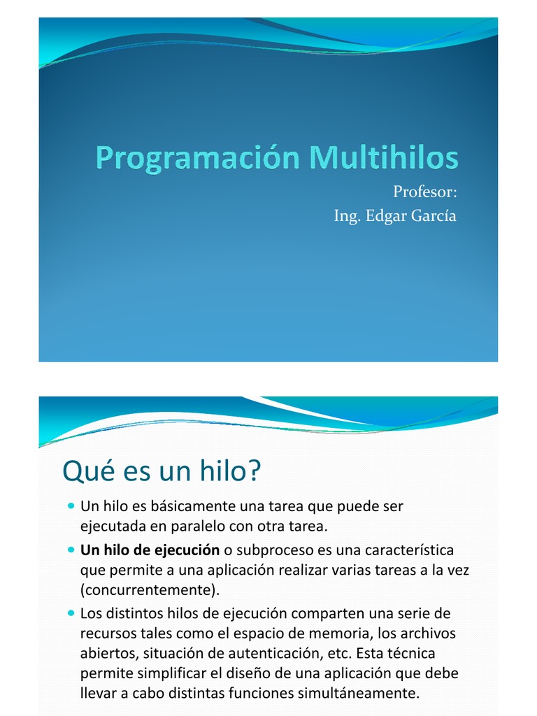 Programacion Multihilos | PDF | Hilo (Computación) | Programación (Computación)