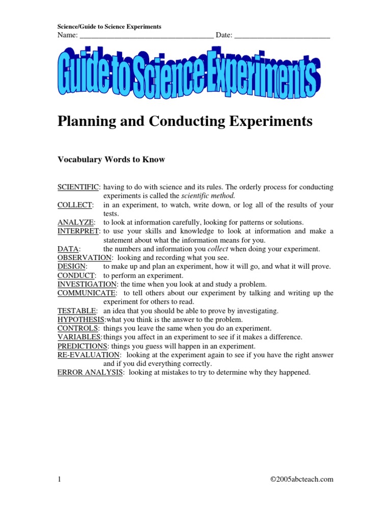 Guide To SC Experiment | PDF | Experiment | Scientific Method