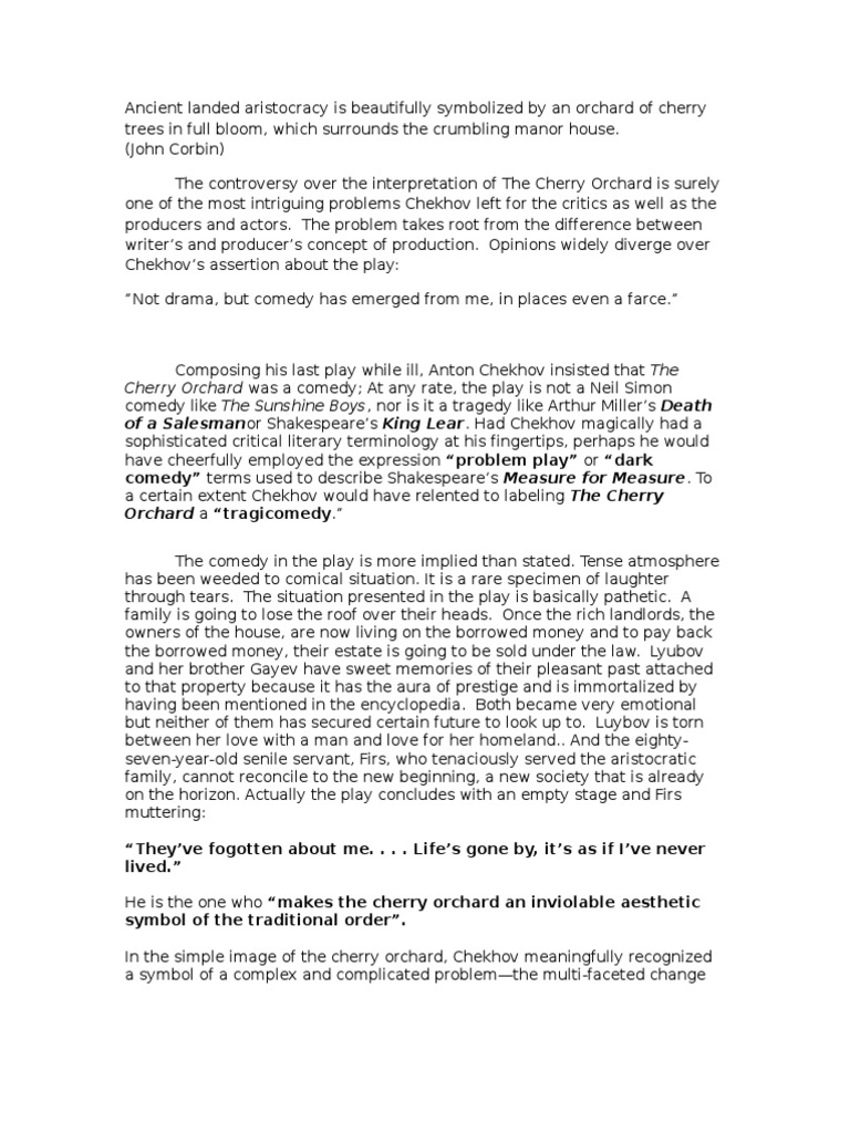 Cherry Orchard | PDF | Anton Chekhov | Comedy