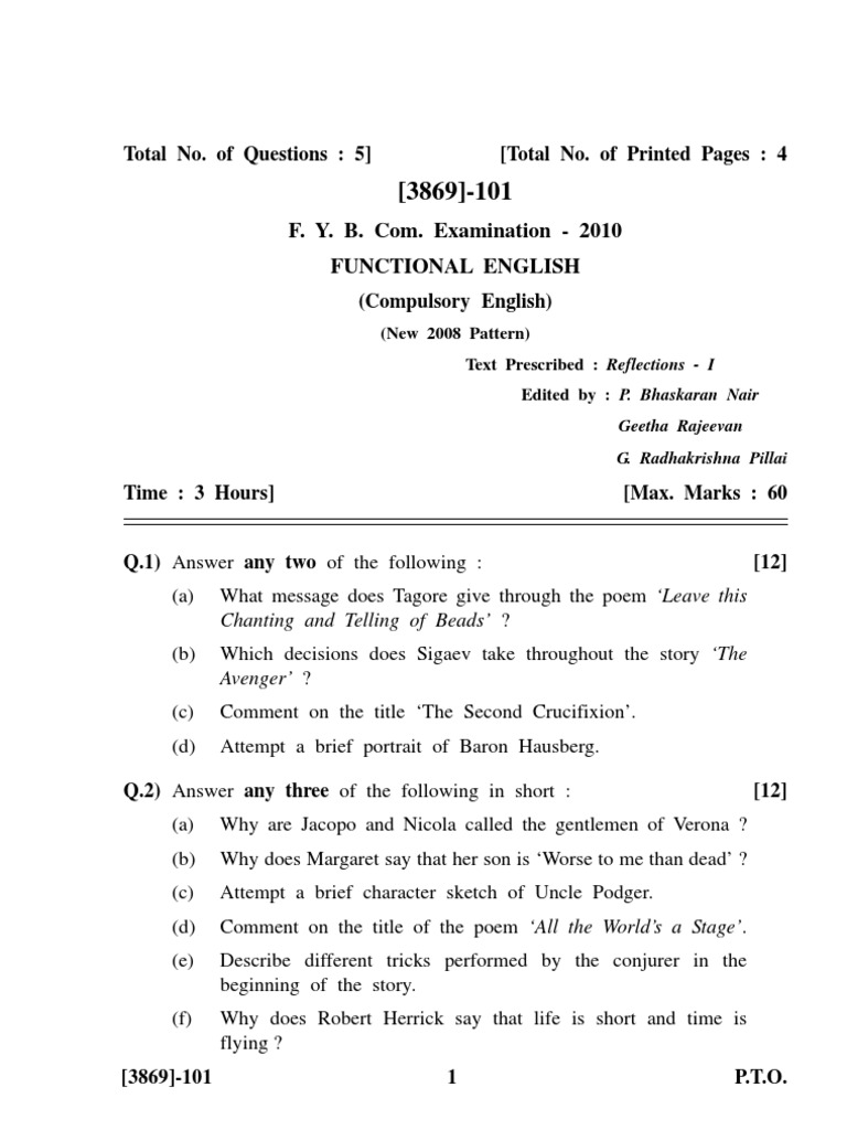 FYBCom 2010 Pune University Question Papers | PDF | Debits And Credits ...