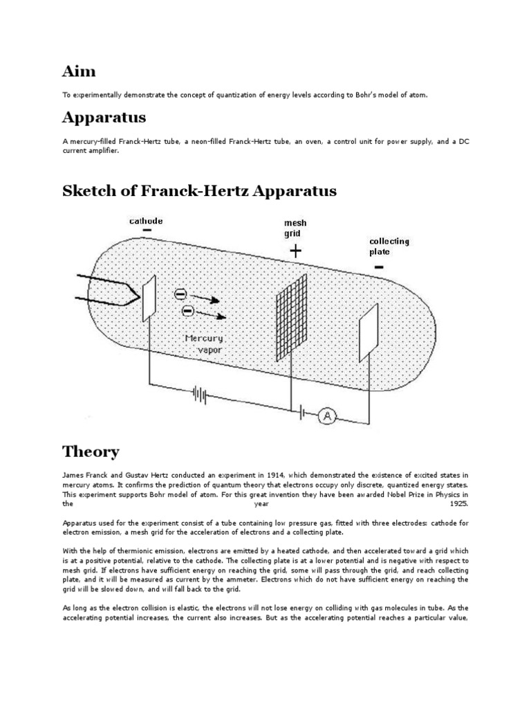 Frenk Hertz Experiment | PDF | Chemistry | Physics