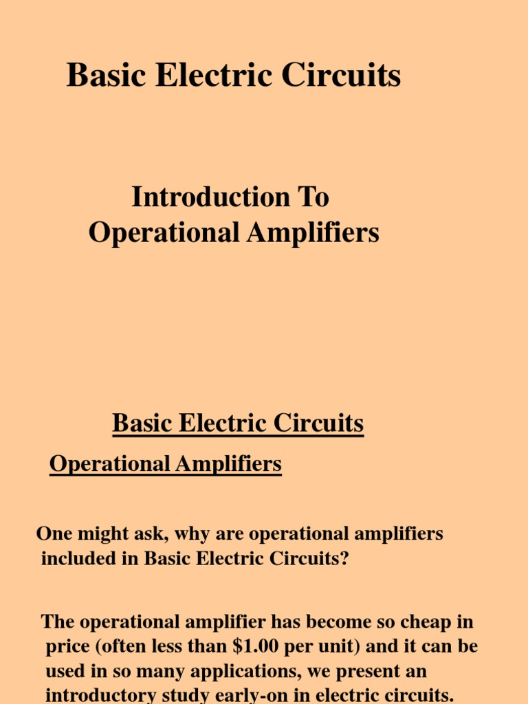 Basic Electric Circuits: Introduction To Operational Amplifiers | PDF ...