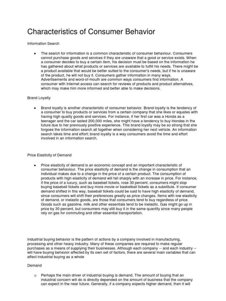Characteristics of Consumer Behavior | PDF | Personality Type | Demand