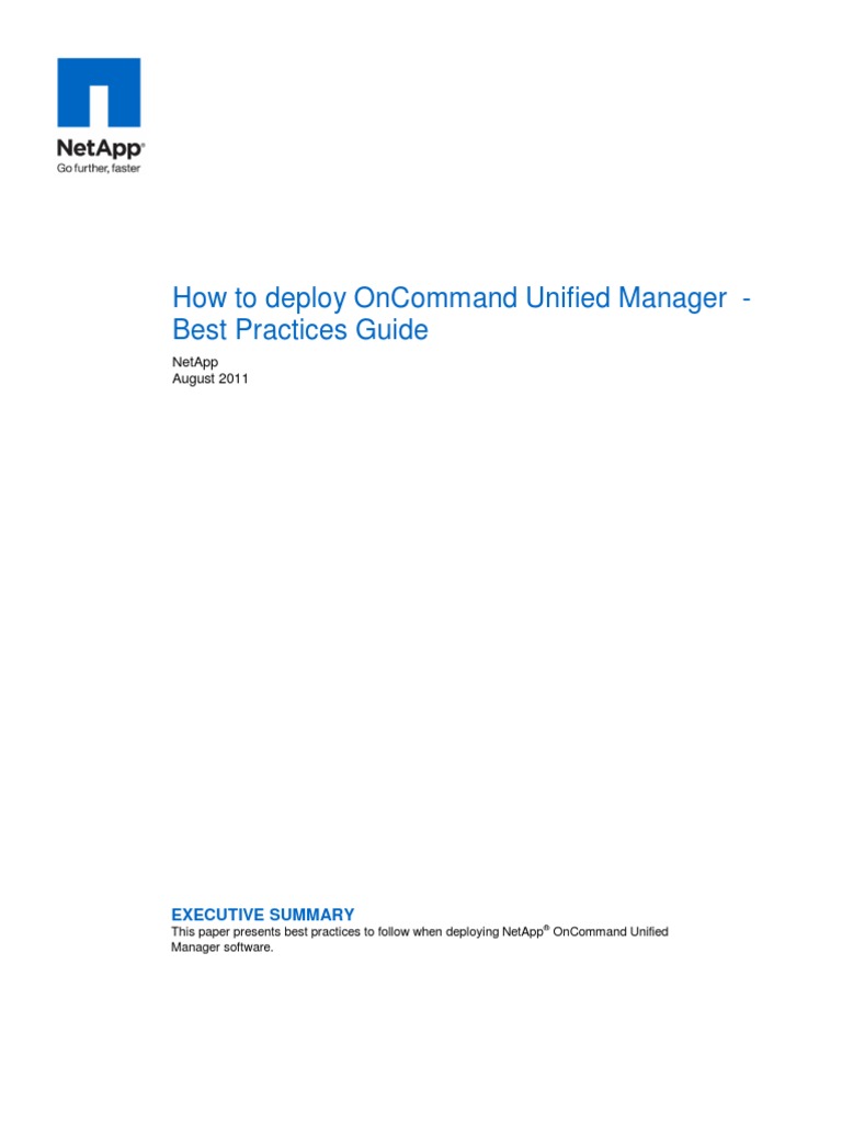 How To Deploy OnCommand Unified Manager - Best Practices Guide | PDF | Port (Computer Networking ...