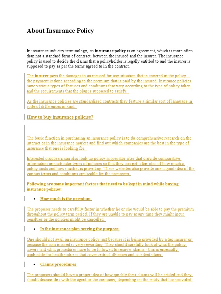 Understanding Insurance Policies | PDF | Insurance Policy | Insurance