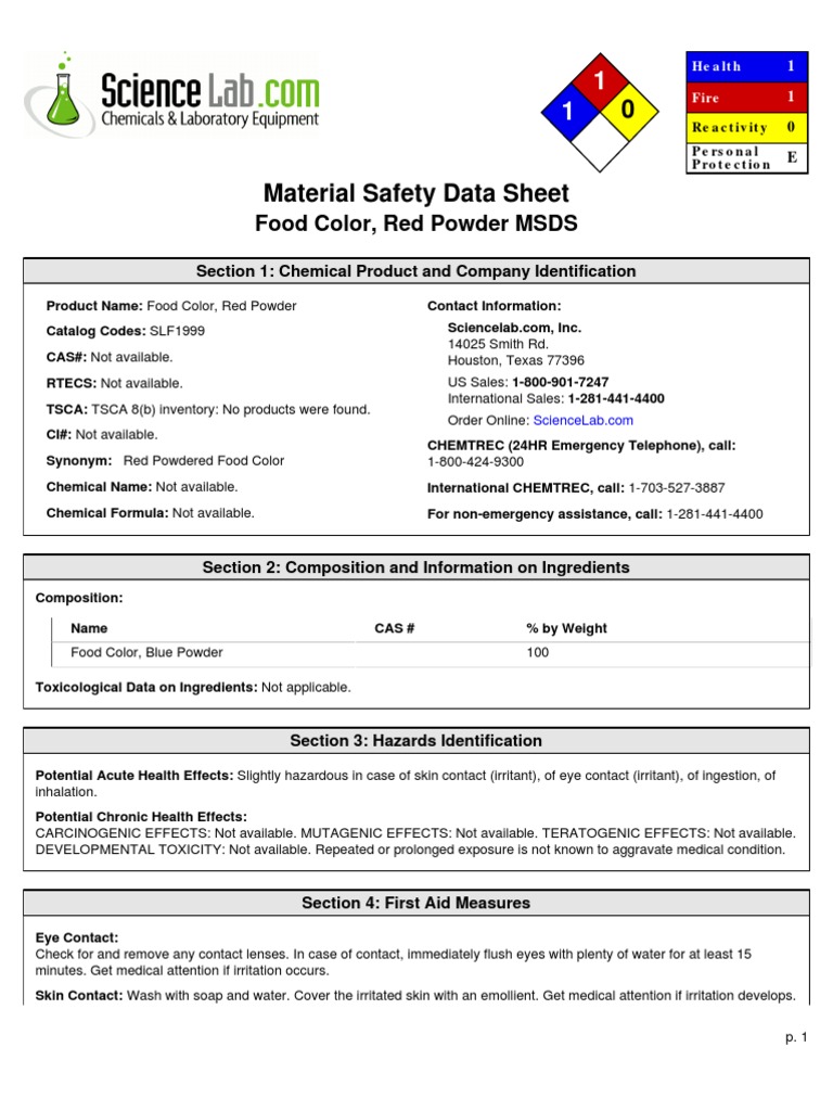 Msds Zat Warna Merah | PDF | Flammability | Toxicity
