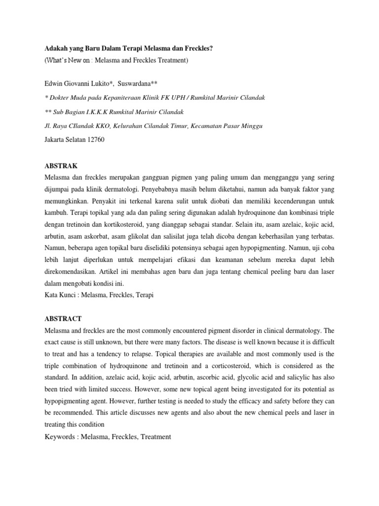 Update Terapi Pada Melasma Dan Freckles | PDF
