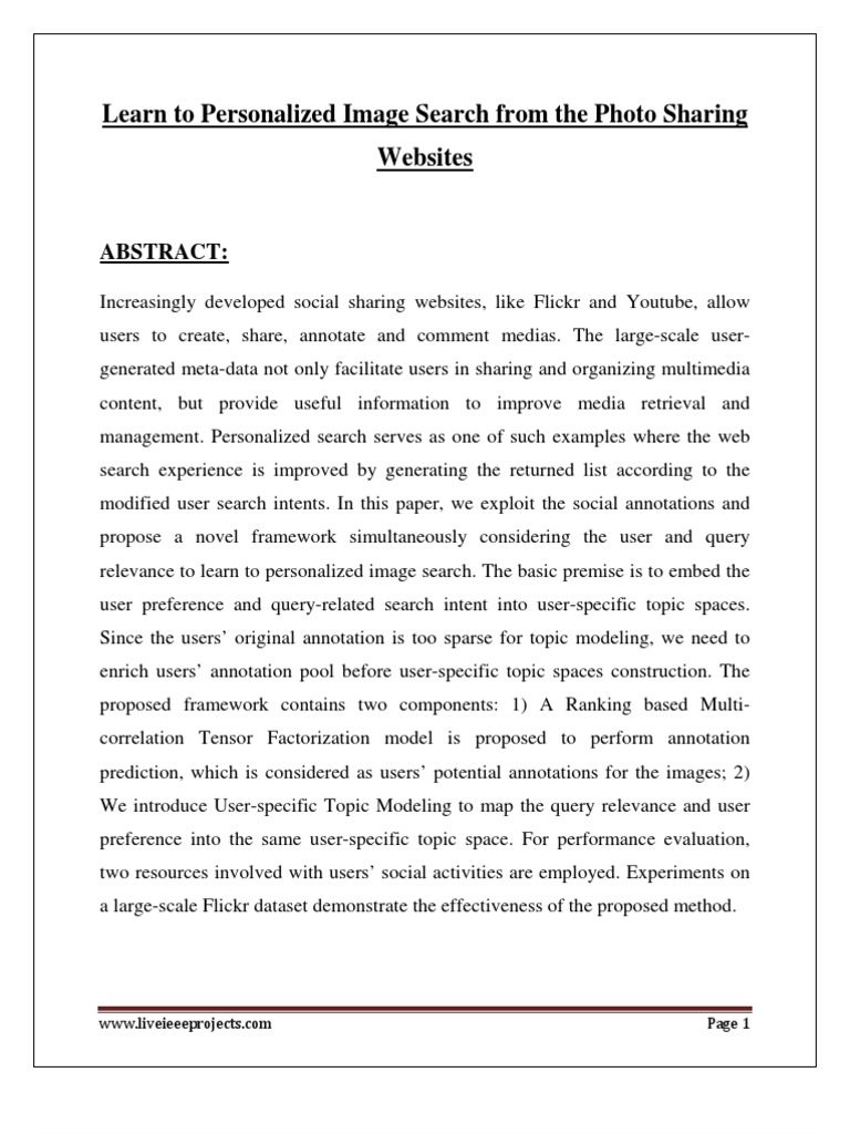 Personalized Image Search | PDF | Tag (Metadata) | Information Retrieval