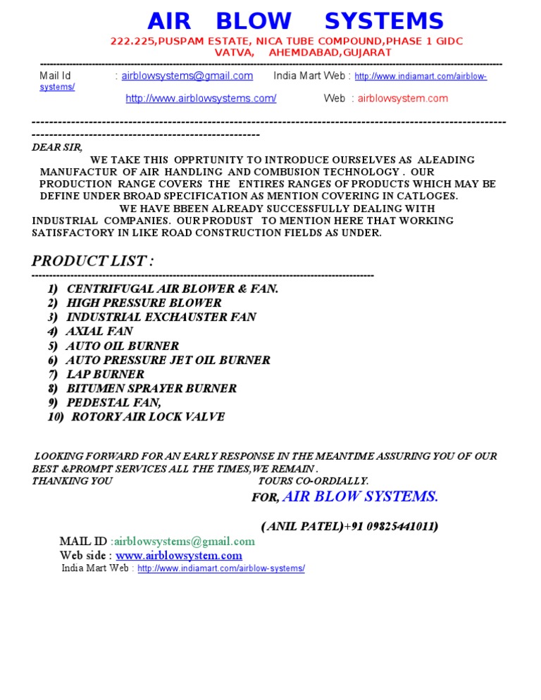 Product List:: Air Blow Systems | PDF