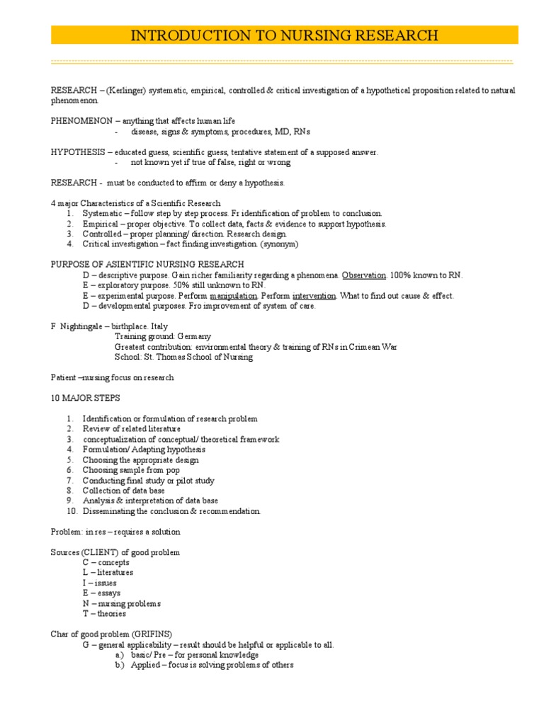 Nursing Research (Word) | PDF | Hypothesis | Sampling (Statistics)
