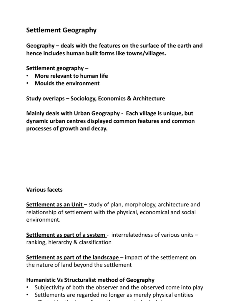 Settlement Geography | PDF | Kerala | Geography