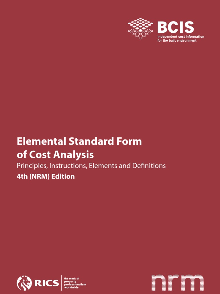 Elemental Standard Form of Cost Analysis: Principles, Instructions ...