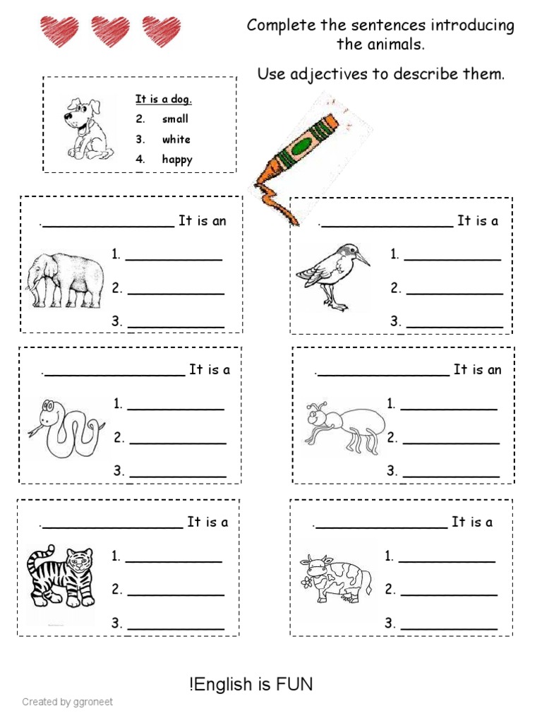 Fun Animal Descriptions Worksheet | PDF | Syntax | Grammar