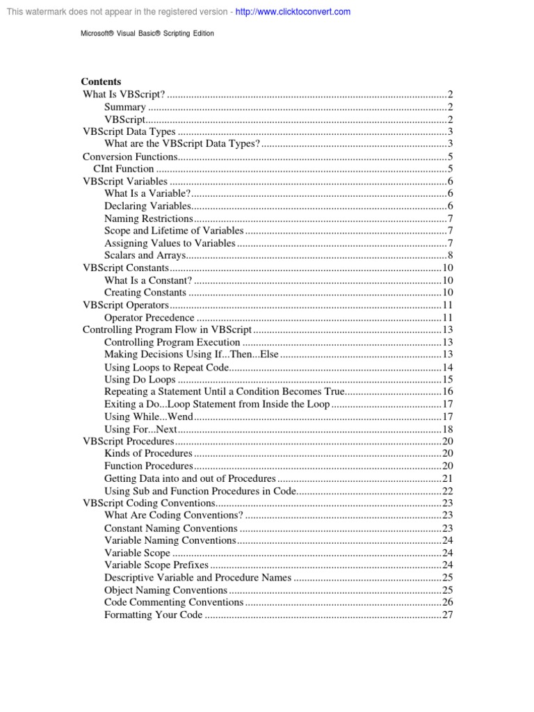 Microsoft® Visual Basic® Scripting Edition | Download Free PDF | Array ...