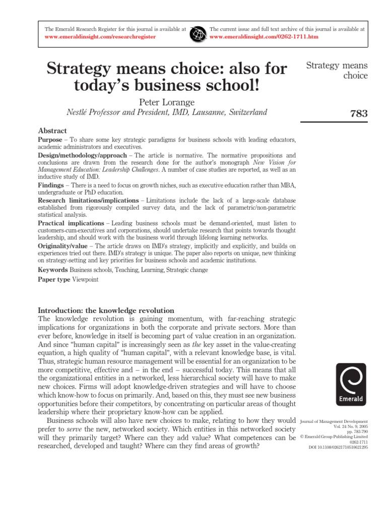 Strategy Means Choice | PDF | Strategic Management | Master Of Business ...