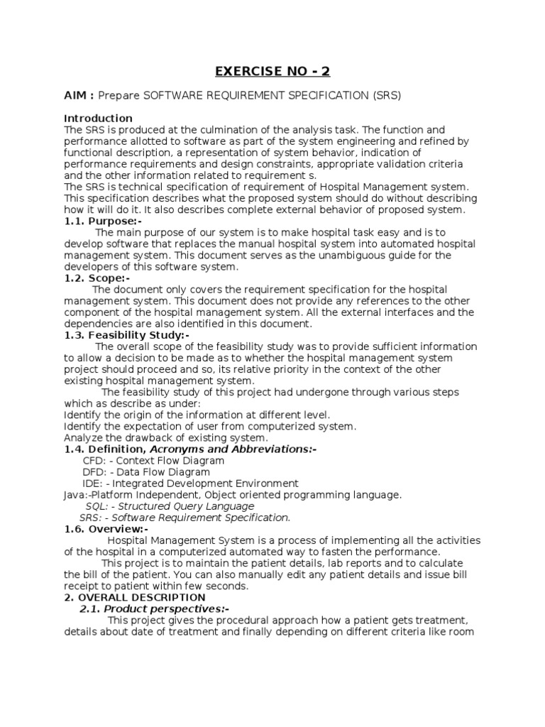 Software Requirement Specification | PDF | Patient | Feasibility Study