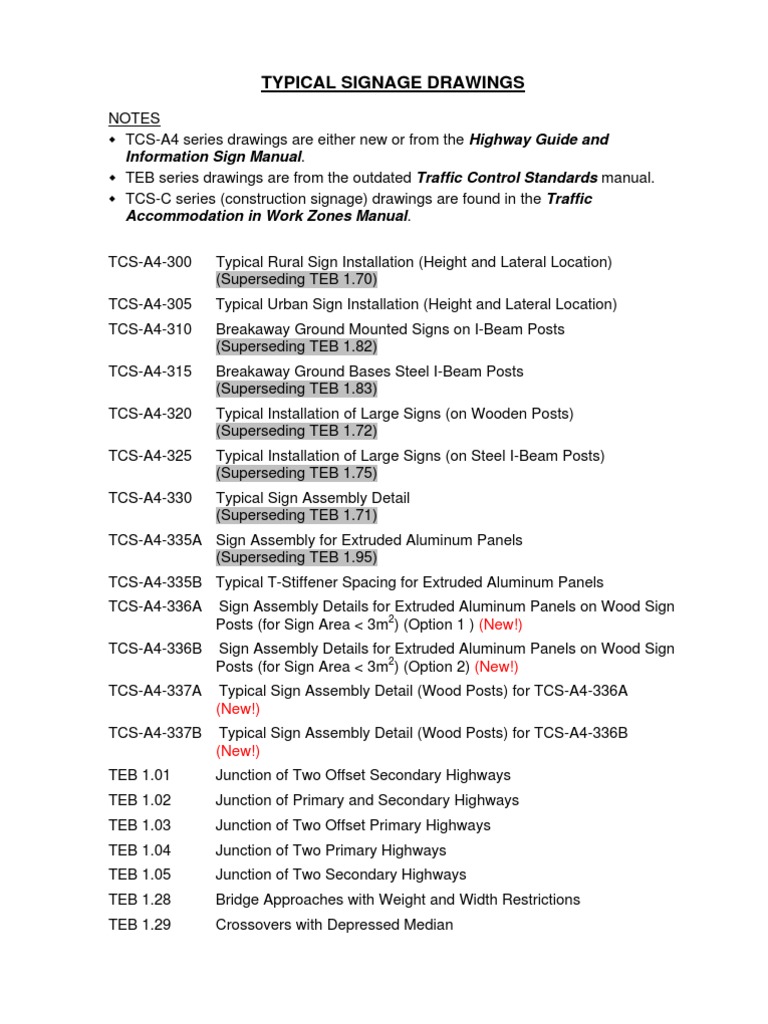 Typical Signage Drawings: Information Sign Manual | PDF | Traffic ...