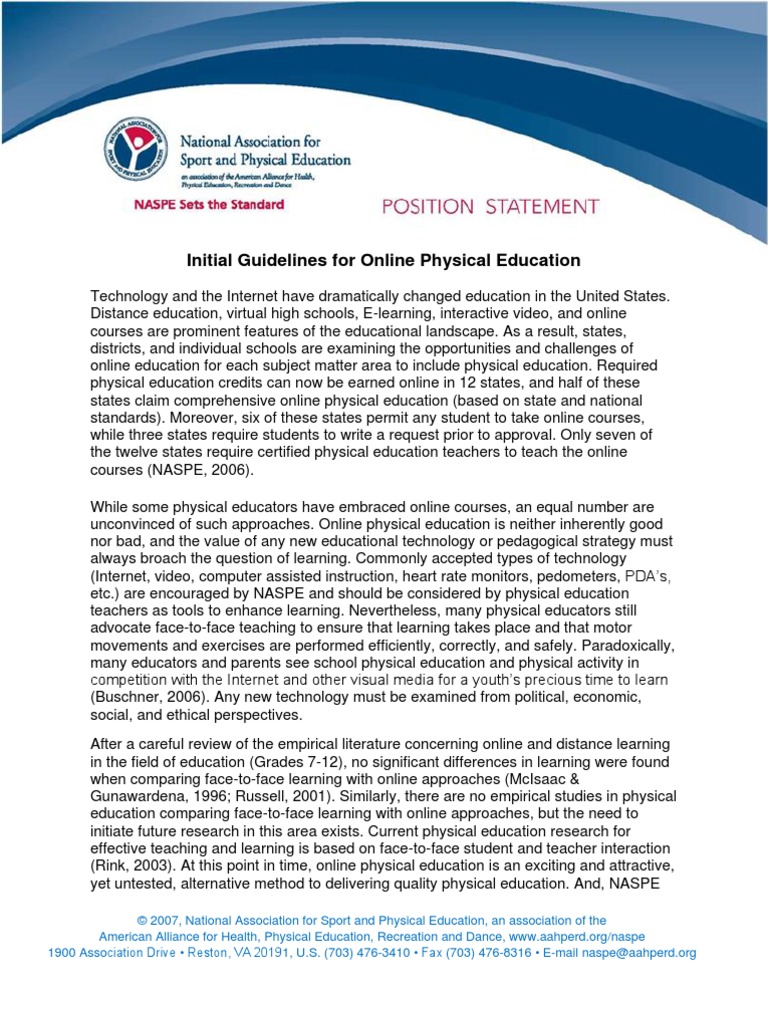 Initial Guidelines For Online PE 2007 | Download Free PDF | Educational ...