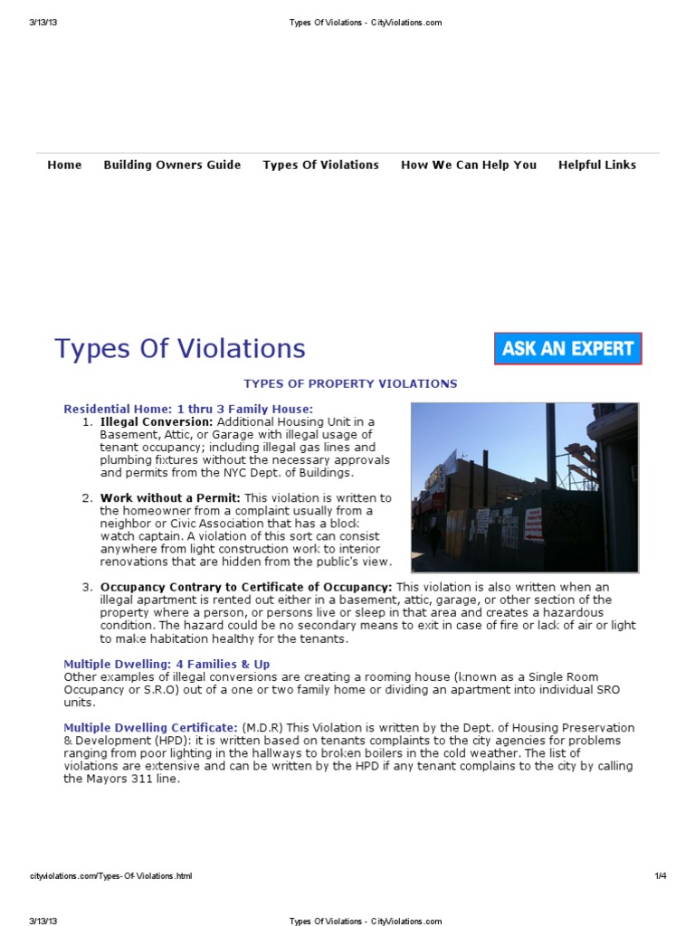 Types of Code Violations - City Violations | Building Code | Plumbing