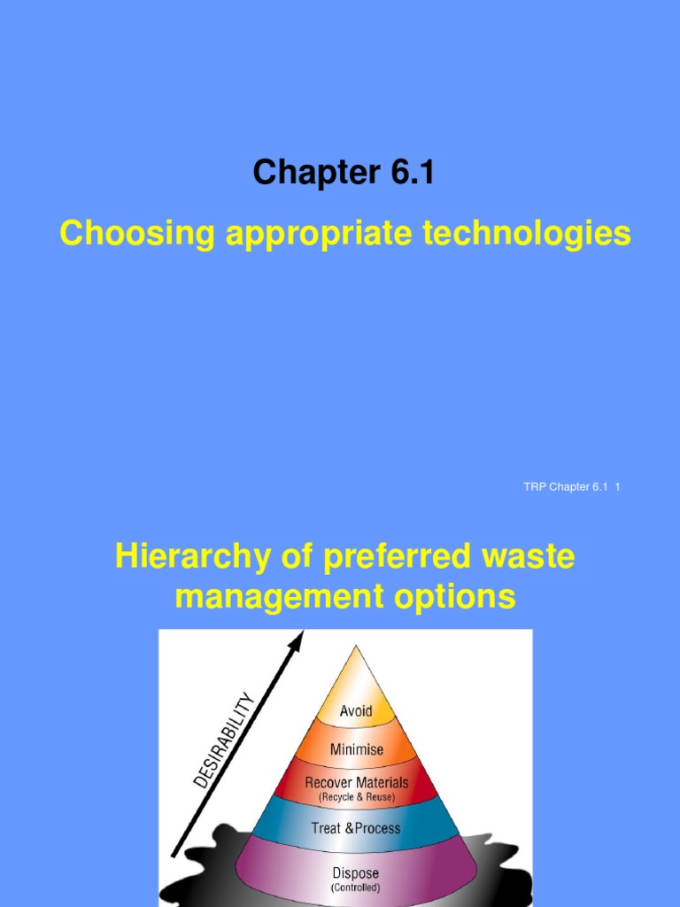 Choosing Appropriate Technologies: TRP Chapter 6.1 1 | PDF | Waste Management | Hazardous Waste