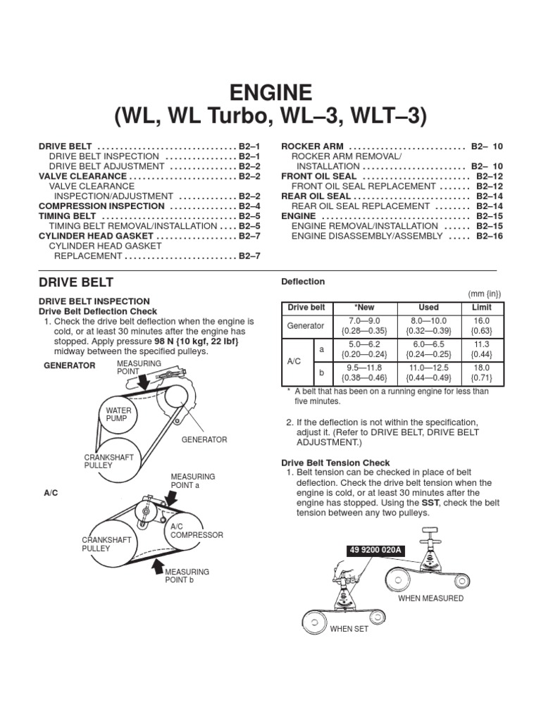 Engine (WL, WL Turbo, WL-3, WLT-3) : Drive Belt | PDF | Belt ...