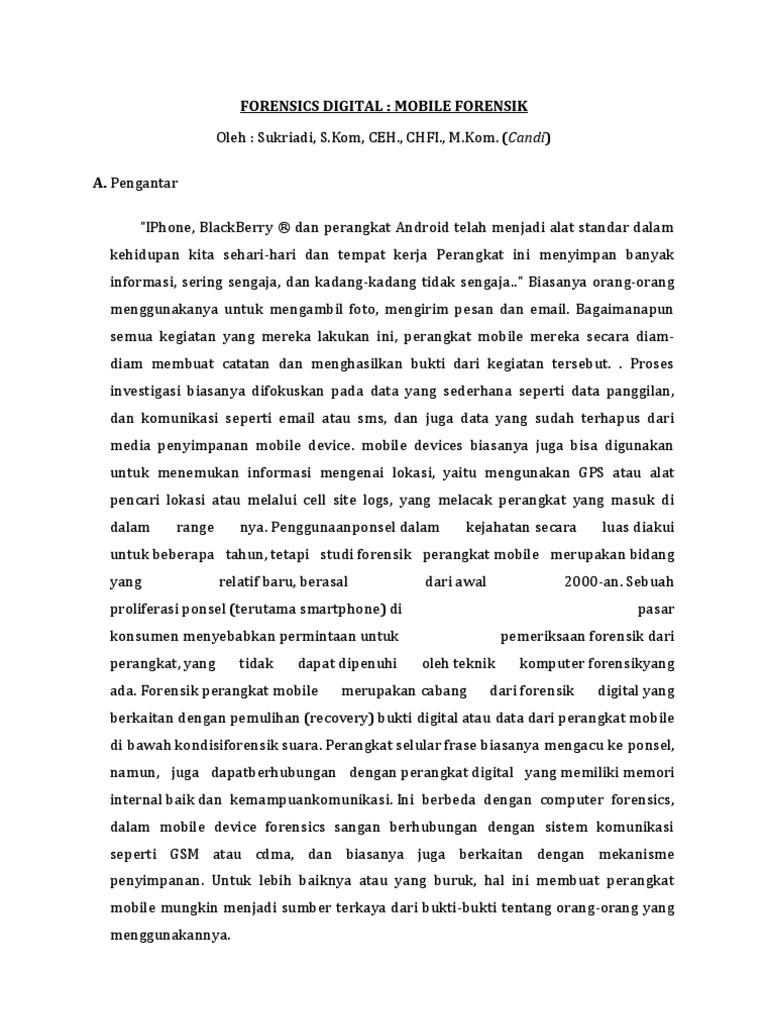 Forencics Digital - Mobile Forensik PDF | PDF | Komputer | Teknologi ...