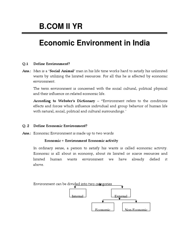 Economic Environment in India | PDF | Resource | Economics