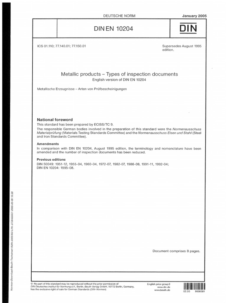 Din en 10204 | PDF