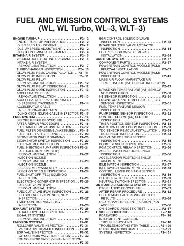 Fuel and Emission Control Systems (WL, WL Turbo, WL-3, WLT-3) | PDF ...