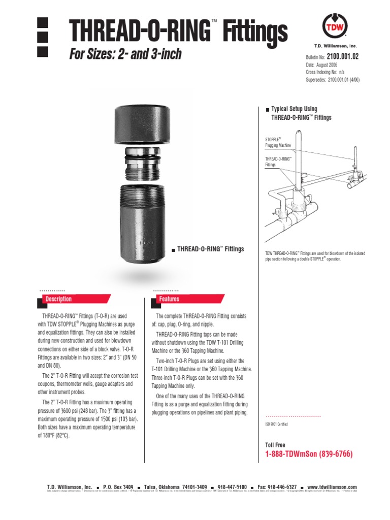 Thread - o - Ring - Fittings (TD Williamson) PDF | PDF | Pipe (Fluid ...