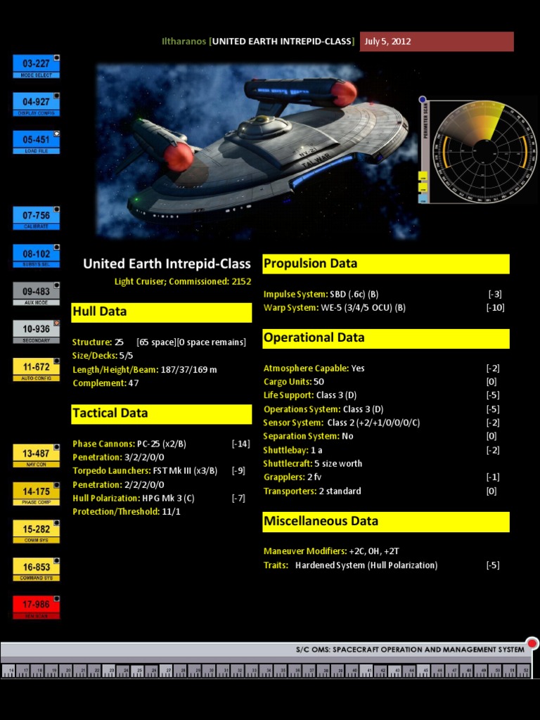 United Earth Intrepid-Class: Propulsion Data | PDF | Computers