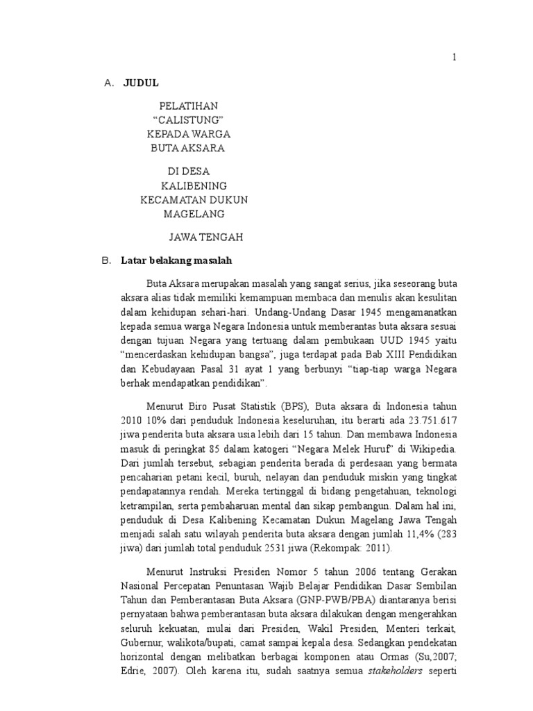 Calistung Desa Kalibening | PDF | Ilmu Sosial