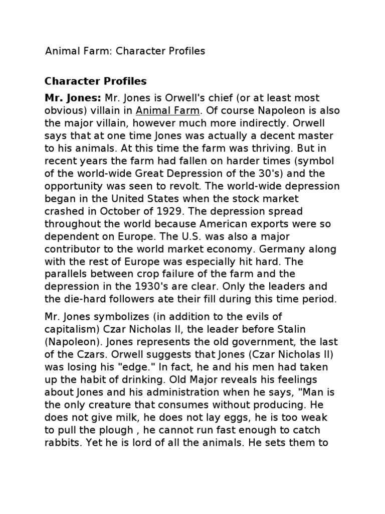 Animal Farm Character Profiles | PDF | Leon Trotsky | George Orwell