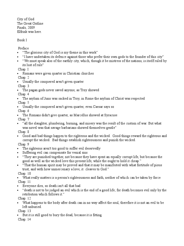 City of God Outline | PDF | Angel | God