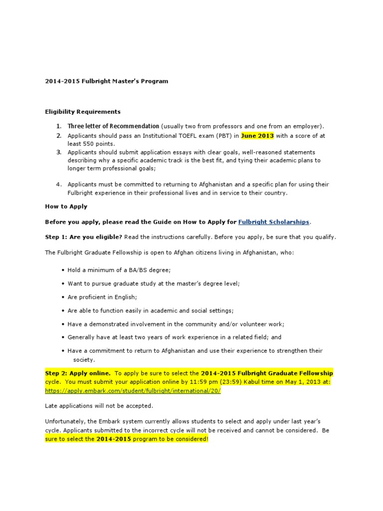 Three Letter of Recommendation 2. 3.: Fulbright Scholarships | PDF ...