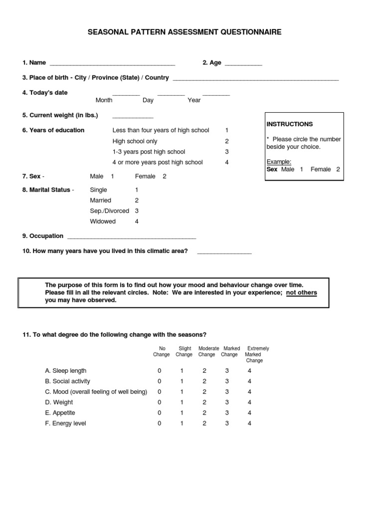 SPAQ-SAD Questionnaire | PDF | Neuroscience | Psychological Concepts