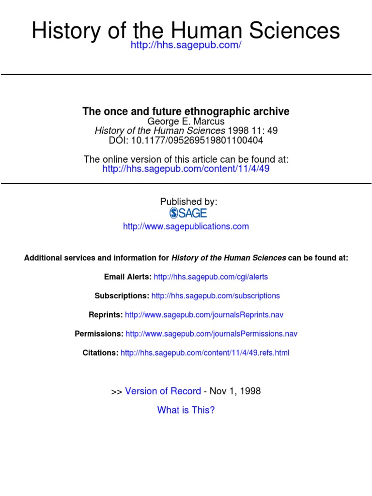 George Marcus On Archive | PDF | Ethnography | Field Research