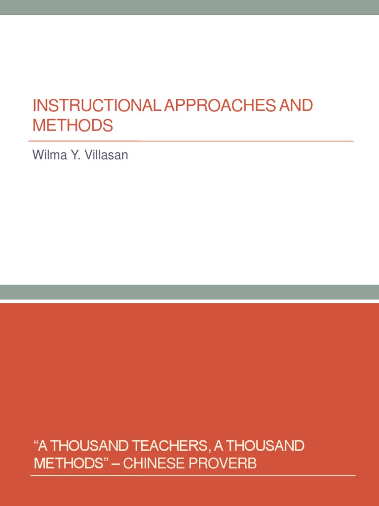 Instructional Approaches and Methods | PDF | Lecture | Teachers