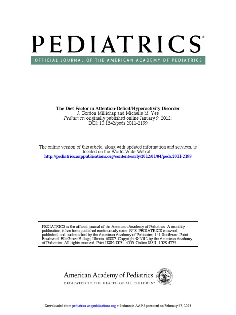 The Diet Factor in ADHD | PDF | Attention Deficit Hyperactivity ...