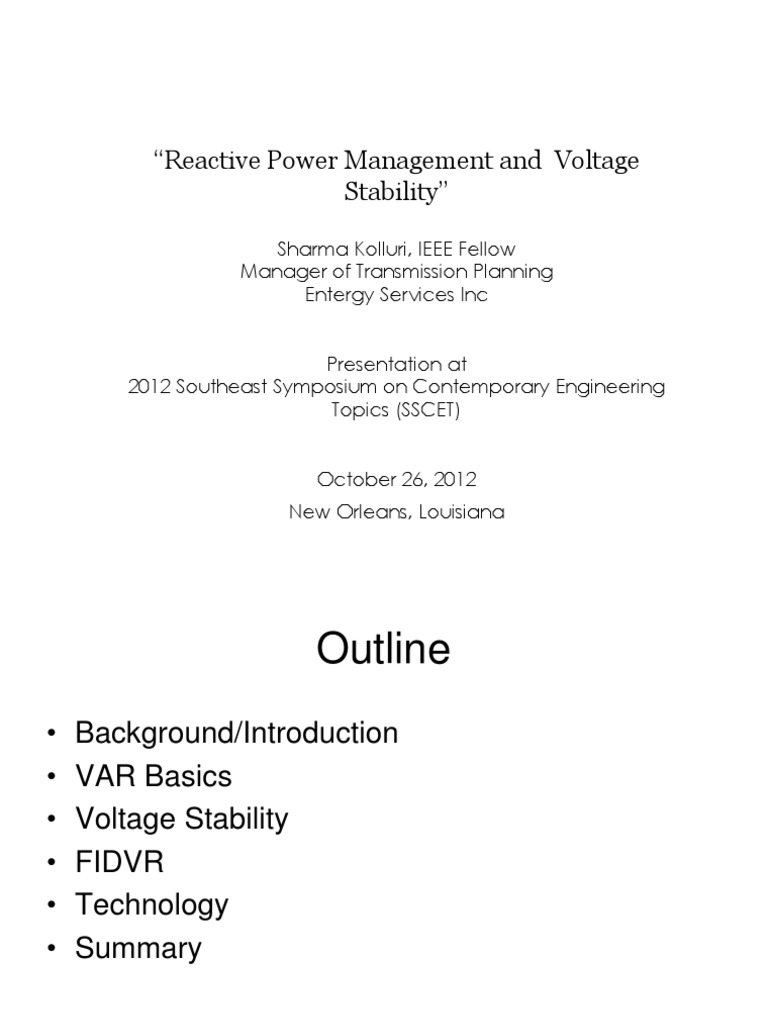 Reactive Power Management and Voltage Stability | PDF | Ac Power ...