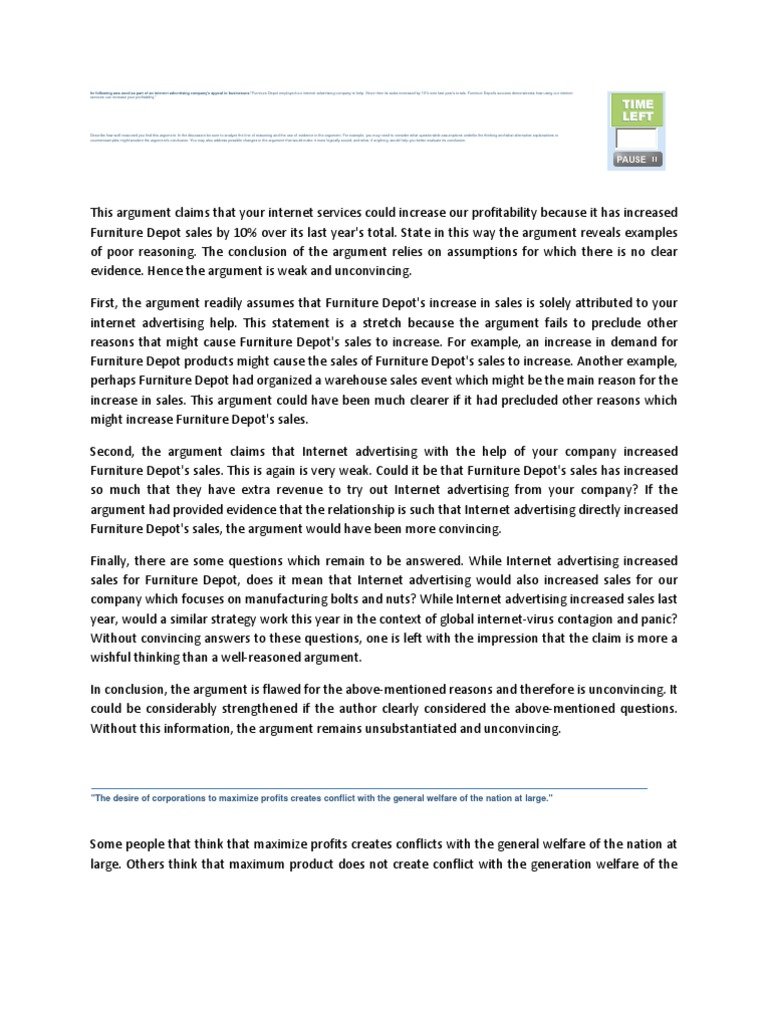 Sample Analytical Writing | PDF | Argument | Reason