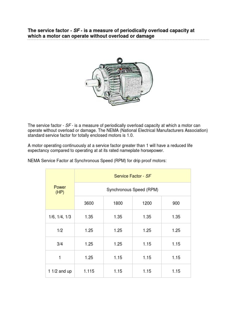 The Service Factor | PDF | Electric Motor | Horsepower