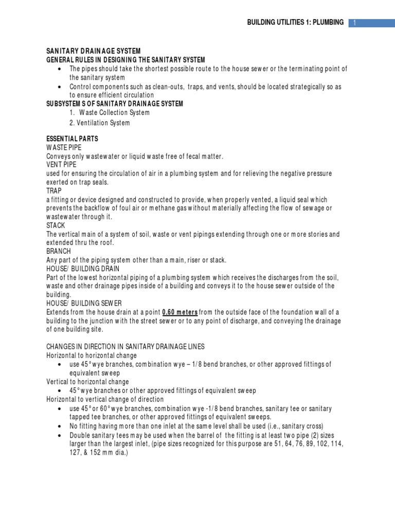 Build Utilities 1: Plumbing System Design | PDF | Sanitary Sewer | Plumbing