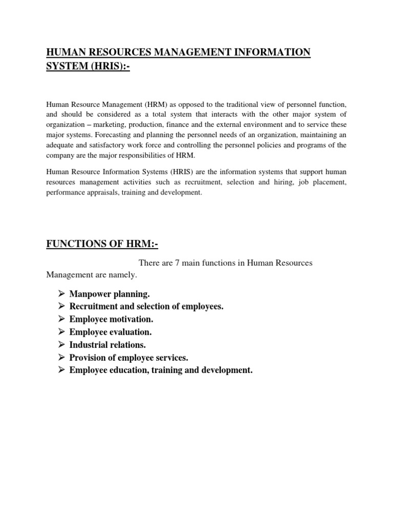 Human Resources Management Information System | PDF | Human Resource ...