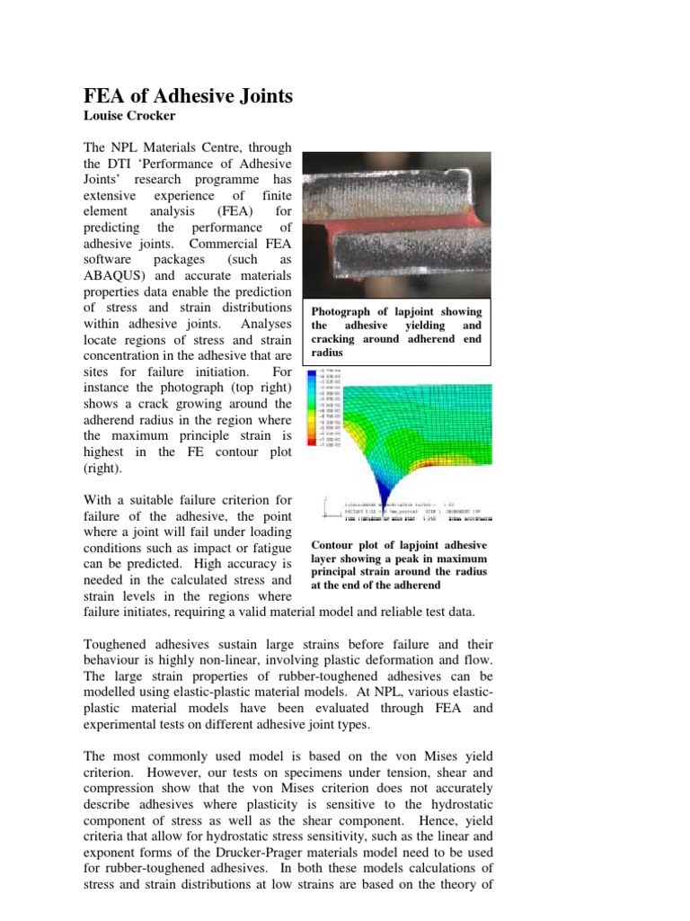 FEA Adhesive Joints | PDF | Yield (Engineering) | Deformation (Engineering)