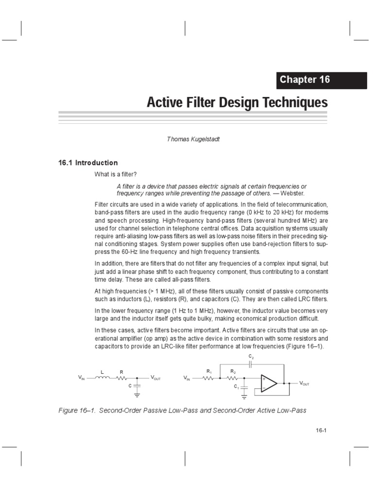 Active Filter Design Techniques: Thomas Kugelstadt | PDF | Low Pass ...