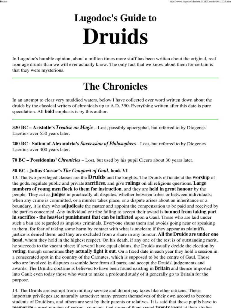 Lugodoc's Guide To Druids | PDF | Neo Druidism | Druid