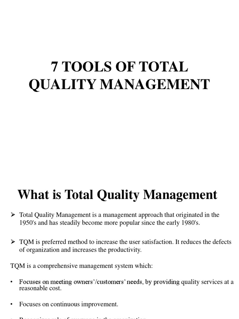7 Tools of Total Quality Management | PDF | Quality Management ...