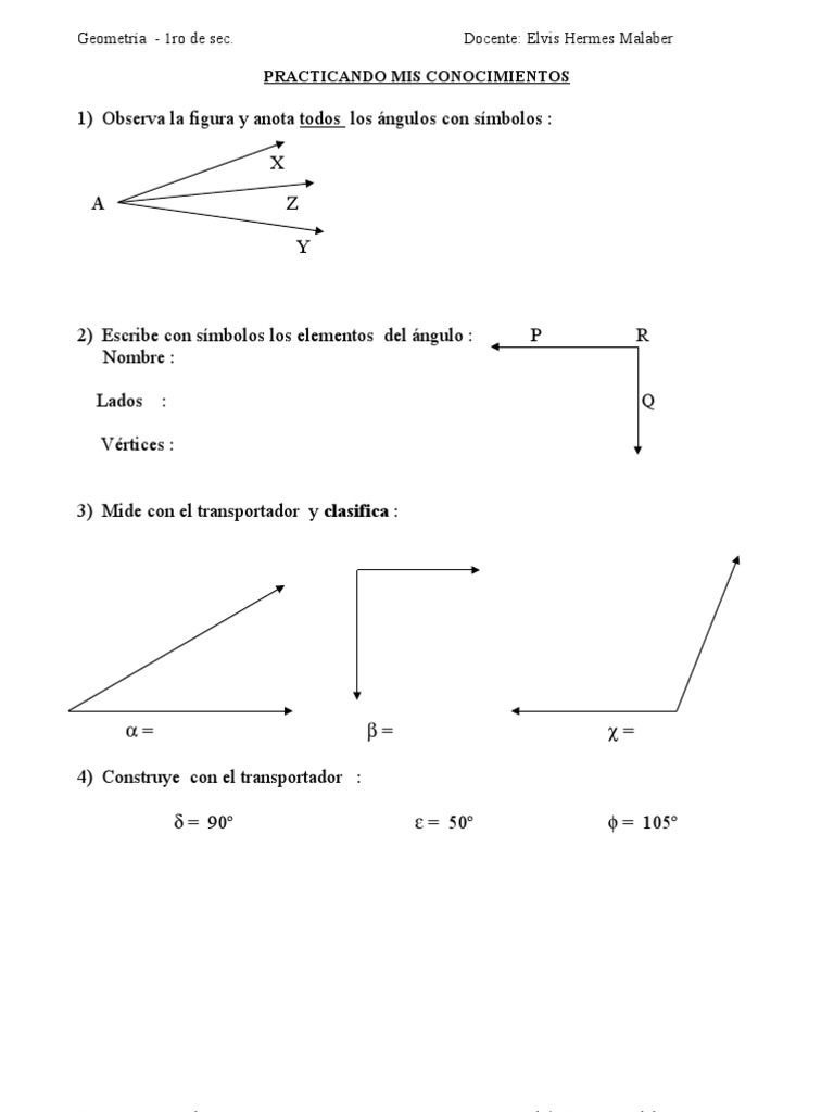 Angulos - Practica de EJERCICIOS | PDF