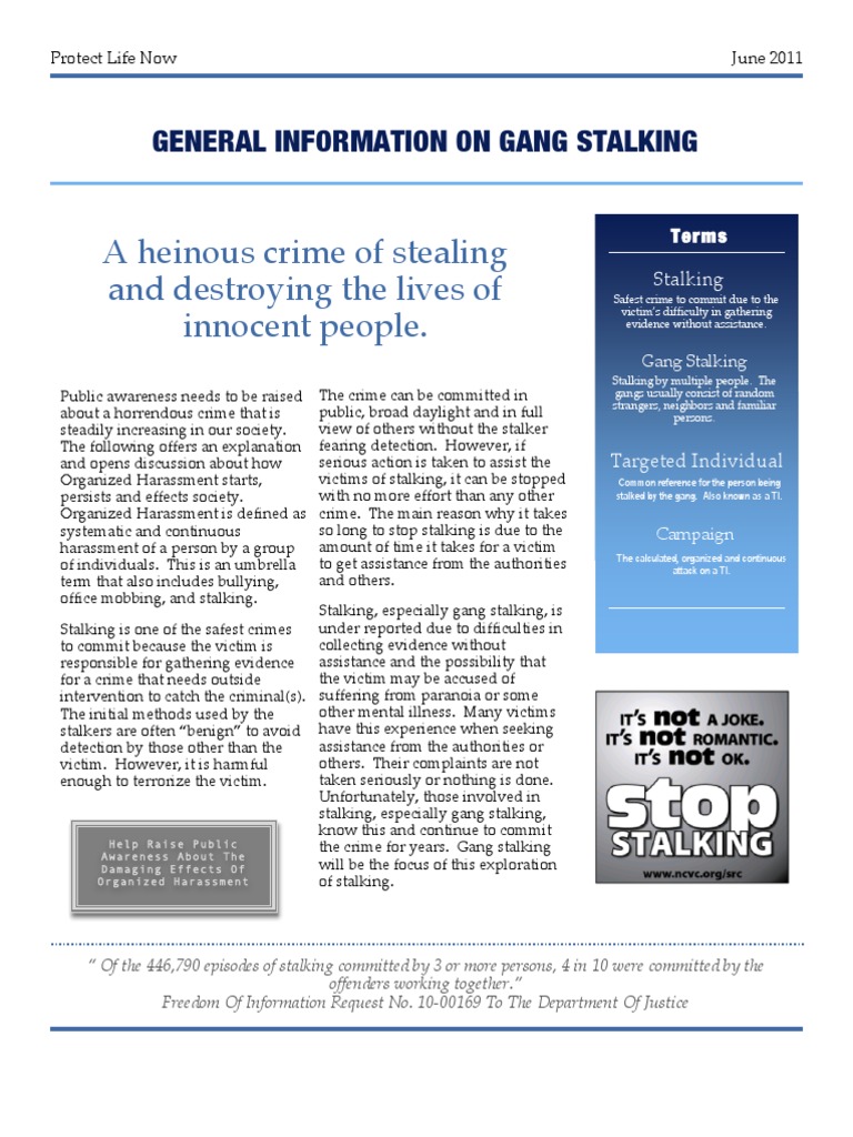 General Information On Gang Stalking | PDF | Stalking | Psychopathy